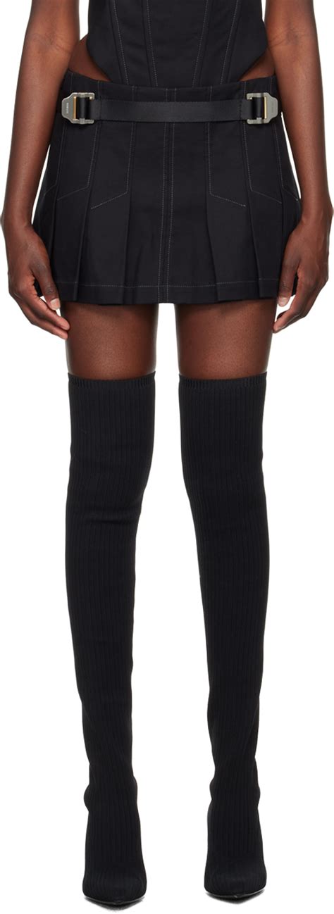 Black Safety Slider Miniskirt By Dion Lee On Sale