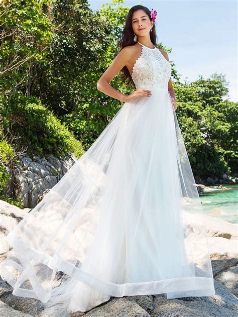Halter Wedding Dress High Neck A Line Princess Plus Sizes Wedding