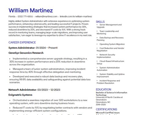 10 System Administrator CV Examples Free Templates