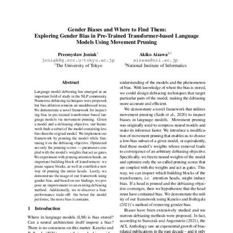 gender biases and where to find them exploring gender bias in pre trained transformer based