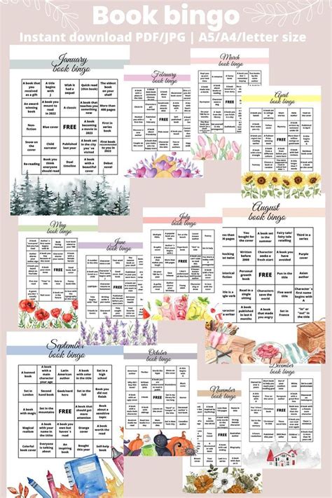 Book Bingo 2024 Monthly Reading Challenge Book Challange Book Bingo