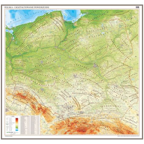 Polska mapa ścienna fizyczna na podkładzie do wpinania pinboard 1
