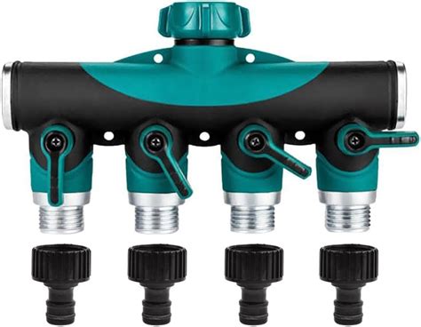 NUZAMAS 4 Vías Divisor de Manguera 4 Vías Conectores con Válvulas de