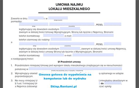 Umowa Najmu Mieszkania Sklep Rentumi
