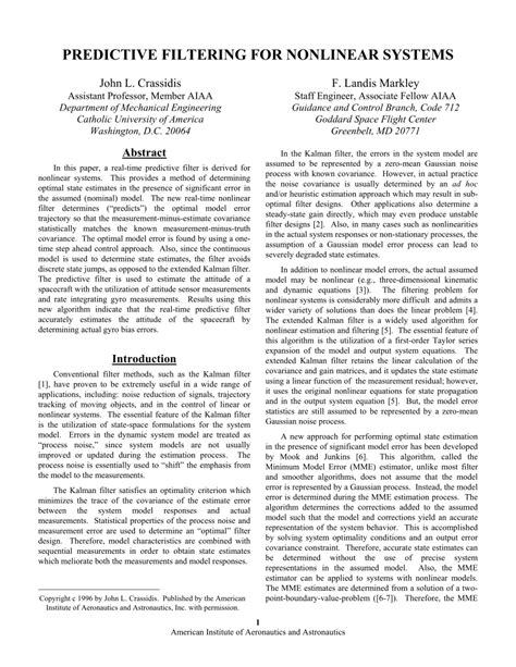 pdf predictive filtering for nonlinear systems
