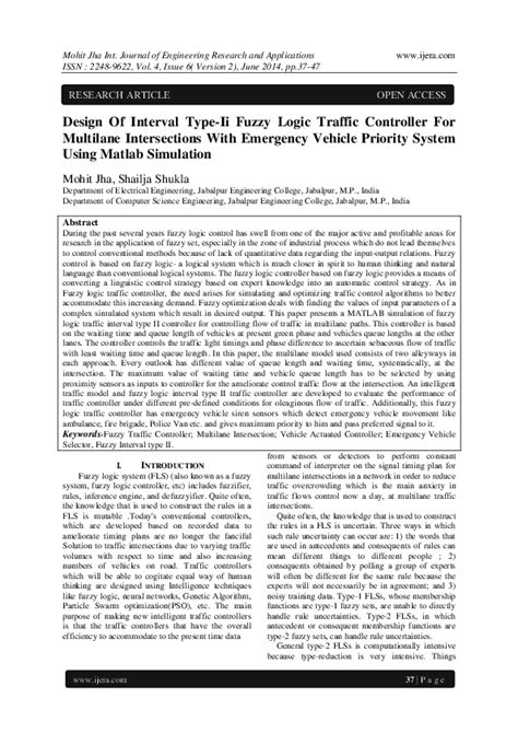 pdf design of interval type ii fuzzy logic traffic controller for multilane intersections with