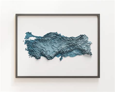 Turkey Shaded Relief Map Natural Topography Etsy