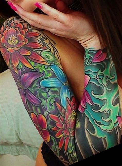 Colorful Sleeve Tattoo Flower Tattoo Ideas Sleeve Tattoo Ideas