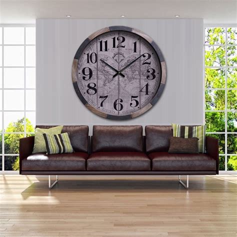 Grande Horloge Industrielle Murale En Bois Massif XXL D100 Cm