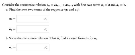 solved consider the recurrence relation an 2an 1 3an 2