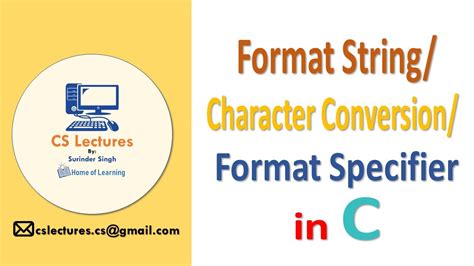 concept of format string format specifier character conversion in c programming language youtube