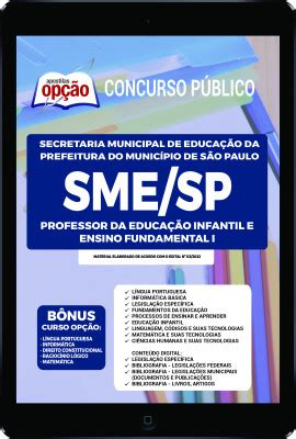 Apostila SME SP PDF Professor Educação Infantil e Fundamental I 2022