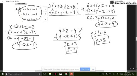 section 4 4 part 2 solving linear systems in three variables youtube