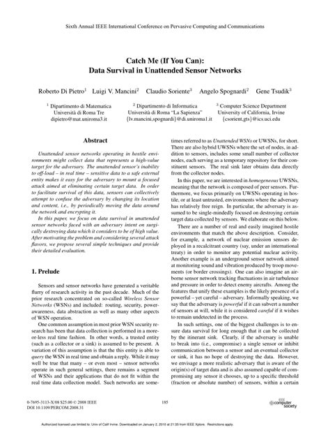 pdf catch me if you can data survival in unattended sensor networks