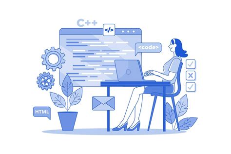 Woman Programmer Working On A New Project 31757220 Vector Art At Vecteezy
