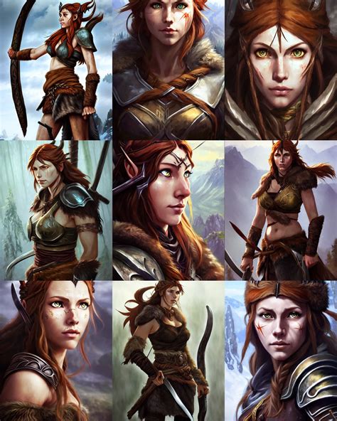 Aela The Huntress From Skyrim Brunette War Paint Stable Diffusion