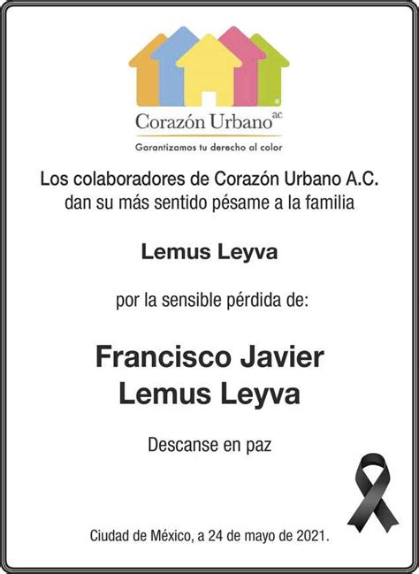 Señor Francisco Javier Lemus Leyva Obituario Esquela