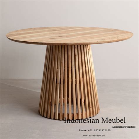 Meja Makan Bulat Kayu Jati Premium Indonesian Meubel