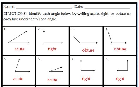 Identifying Types Of Angles Worksheet