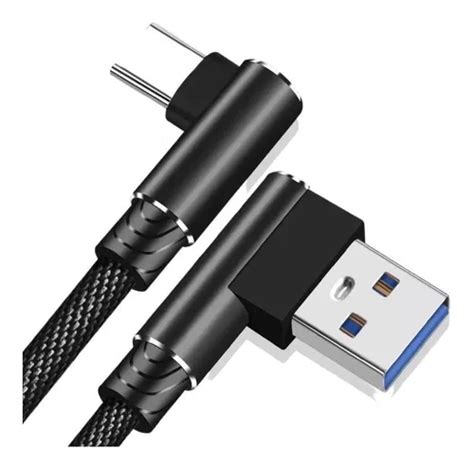 Usb Tipo C Cable 1 Metro Amitosai Mallado Carga Rápida 90 Color Negro