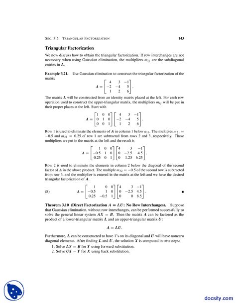 triangular factorization physics lecture handouts docsity