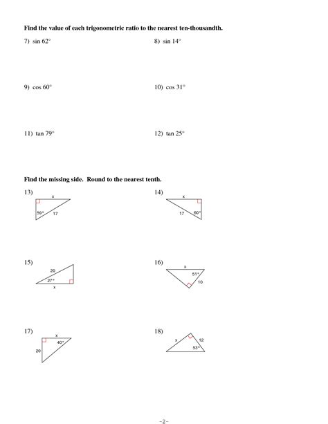 Solution Maths Worksheet On Soh Cah Toa Studypool Worksheets Library