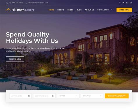 Hotel Booking Website Template Free