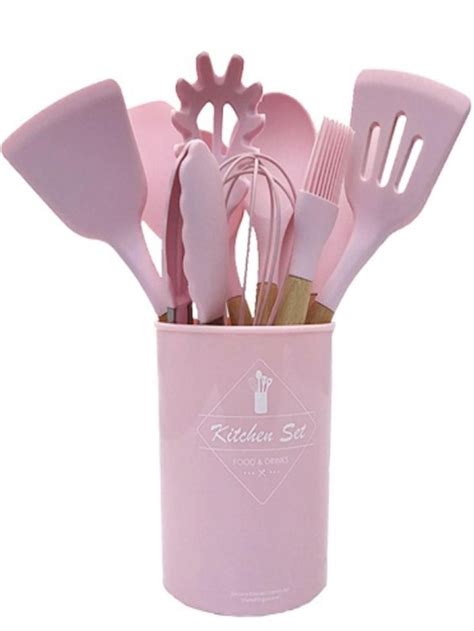 Jogo Kit C 12 Peças Utensílios De Cozinha Colheres Espatula Silicone