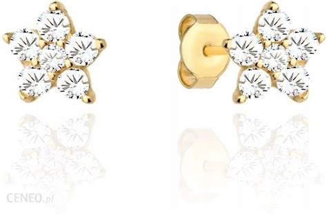 Giouno Jewellery Kolczyki Z Ote Kwiatki Z Bia Ymi Cyrkoniami Ceny