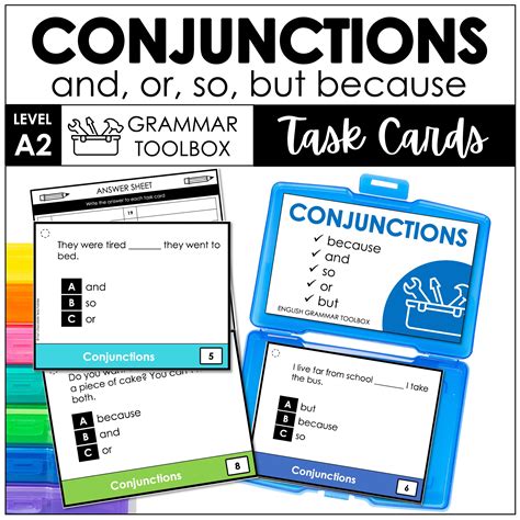 Conjunctions Task Cards And Or So But Because Parts Of Speech