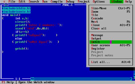 Debugging In Turbo C Geeksforgeeks