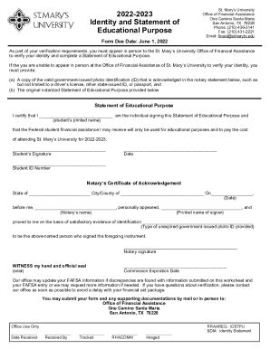 Fillable Online 2223 Identity And Statement Of Educational Purpose