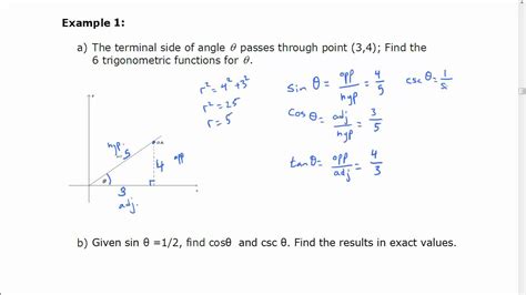 finding exact values for trigonometric ratios youtube