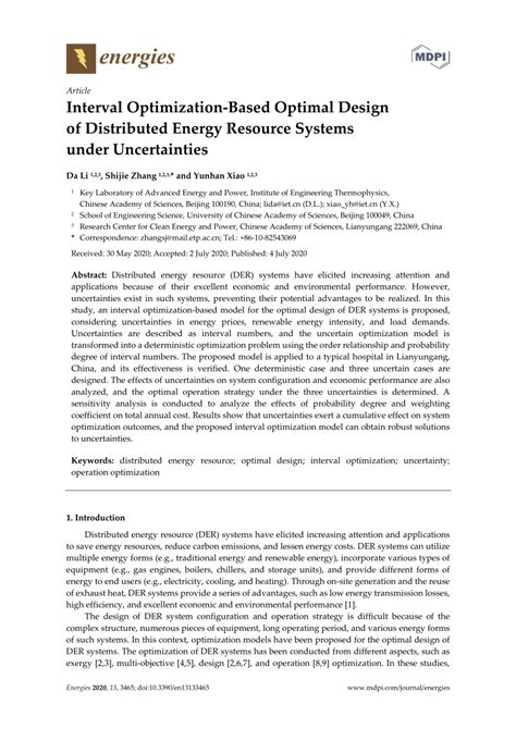 pdf interval optimization based optimal design of distributed energy resource systems under