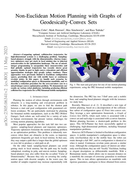 non euclidean motion planning with graphs of geodesically convex sets deepai