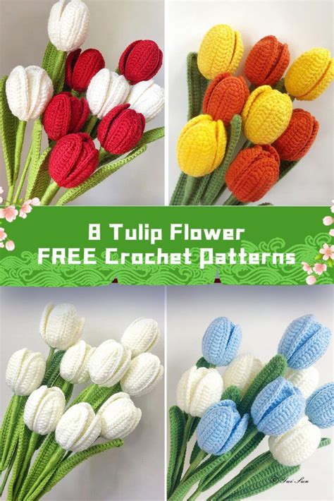 8 Tulip Flower Crochet Patterns FREE In 2024 Crochet Flowers Free