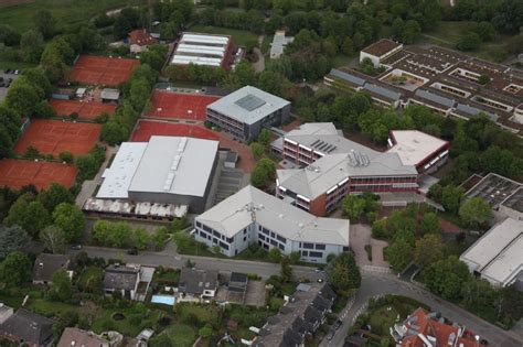 Nieder Olm von oben Schulgebäude des Gymnasium der IGS und Liesel