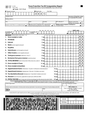 Fillable Online Texas Franchise Tax Report Forms For 2020Texas