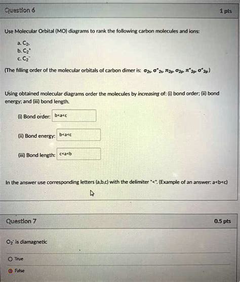 Solved Question Pt Use Molecular Orbital Mo Diagrams To Rank The