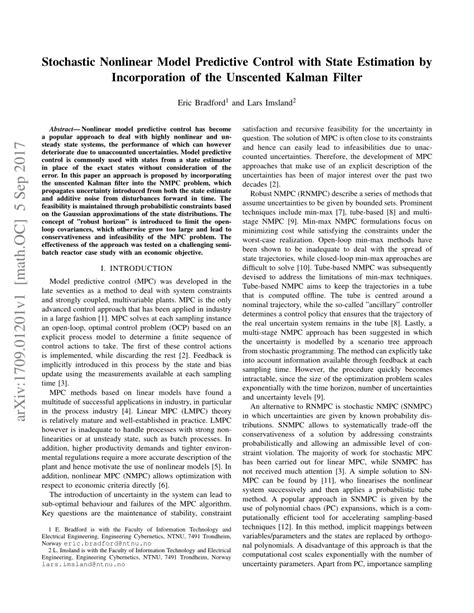 pdf stochastic nonlinear model predictive control with state estimation by incorporation of