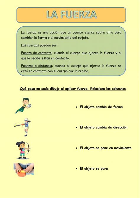 Las fuerzas worksheet for 3º a 5º Interactive activities Teachers
