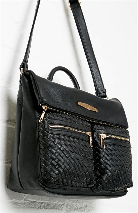 All Day Vegan Leather Fold Over Shoulder Bag In Black DAILYLOOK