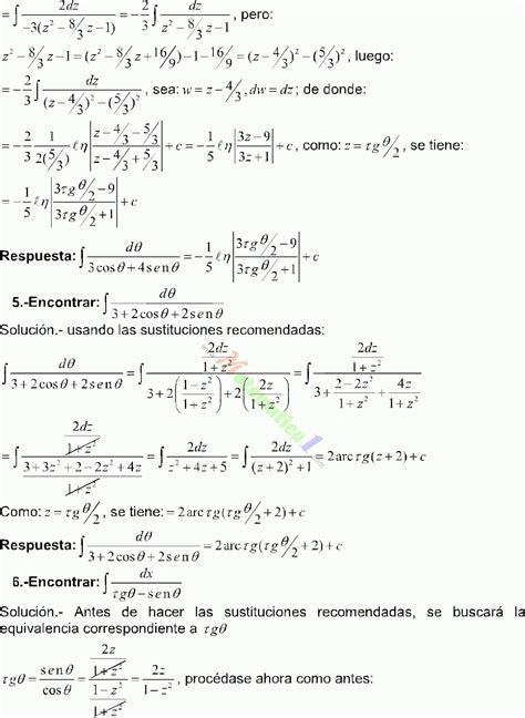 INTEGRALES DE FUNCIONES RACIONALES DE SENOS Y COSENOS RESUELTOS PDF