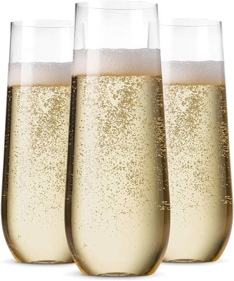 Munfix 48 Pack Stemless Plastic Champagne Flutes Disposable 9 Oz Clear