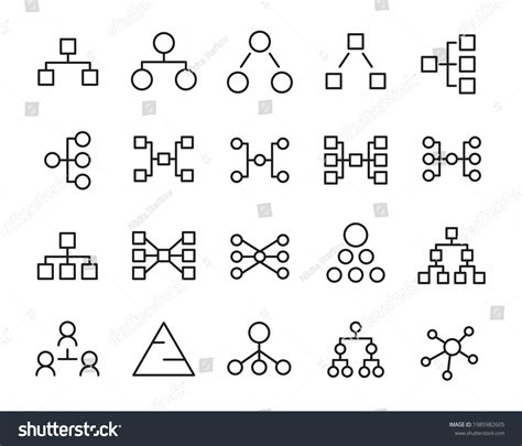 Simple Line Set Hierarchy Icons Premium Stock Vector Royalty Free
