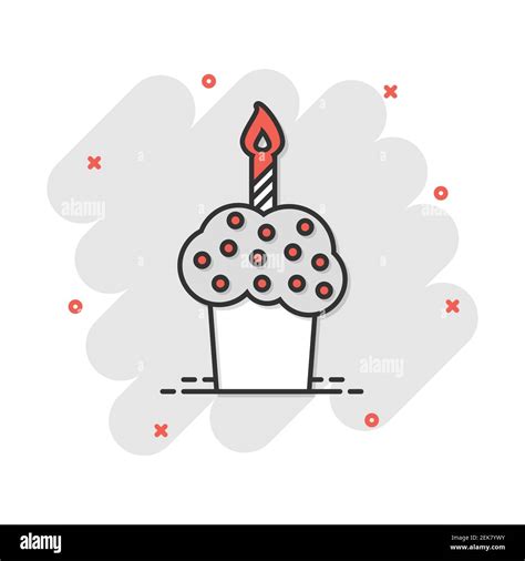 Icône de gâteau d anniversaire de dessin animé en style comique
