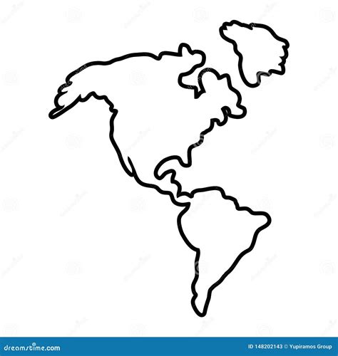 Icono Del Mapa De América En Blanco Y Negro Ilustración del Vector