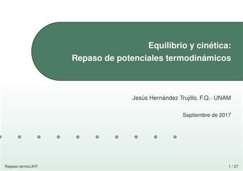 PDF Equilibrio Y Cinetica Repaso De Potenciales Termodinamicosdepa
