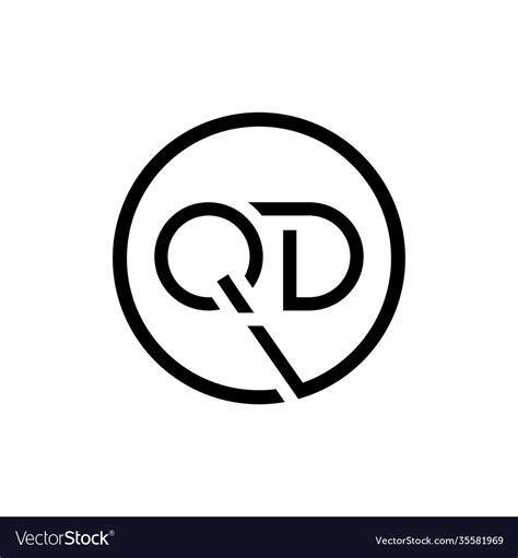 Initial Circle Letter Qd Logo Design Template Vector Image