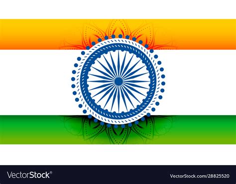 Tricolor Indian Flag Design With Decorative Chakra